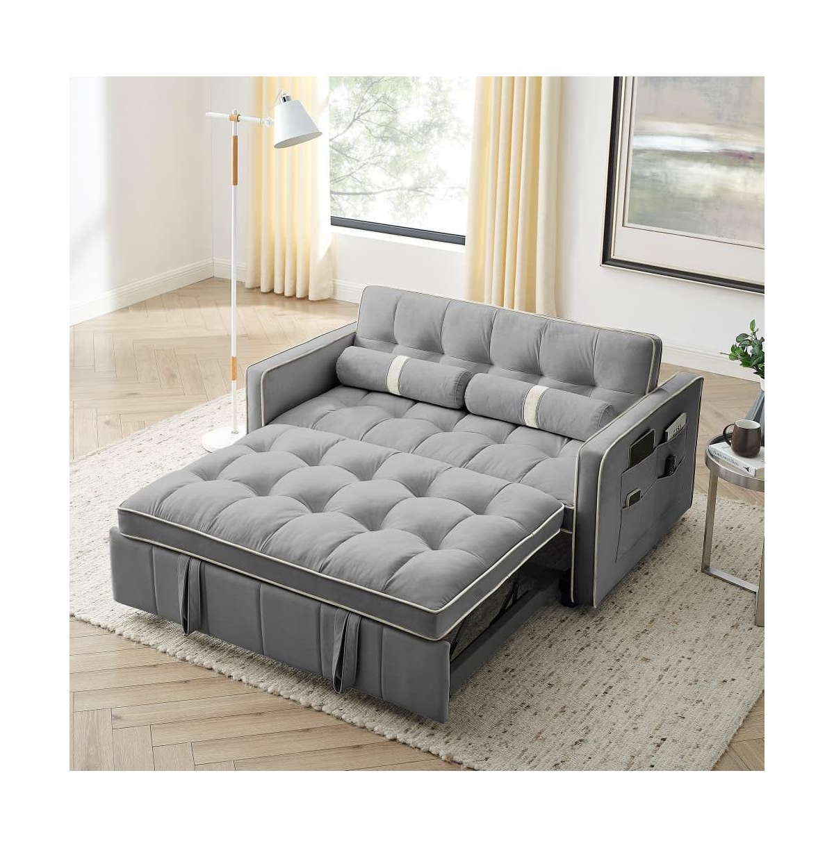 Click here for 55.5 Pull-Out Sleeper Sofa Bed with Usb Ports & Ad... prices
