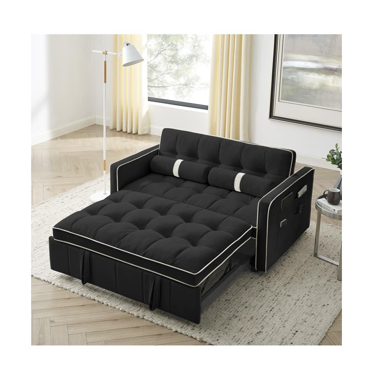 Click here for 55.5 Pull-Out Sleeper Sofa Bed with Usb Ports & Ad... prices