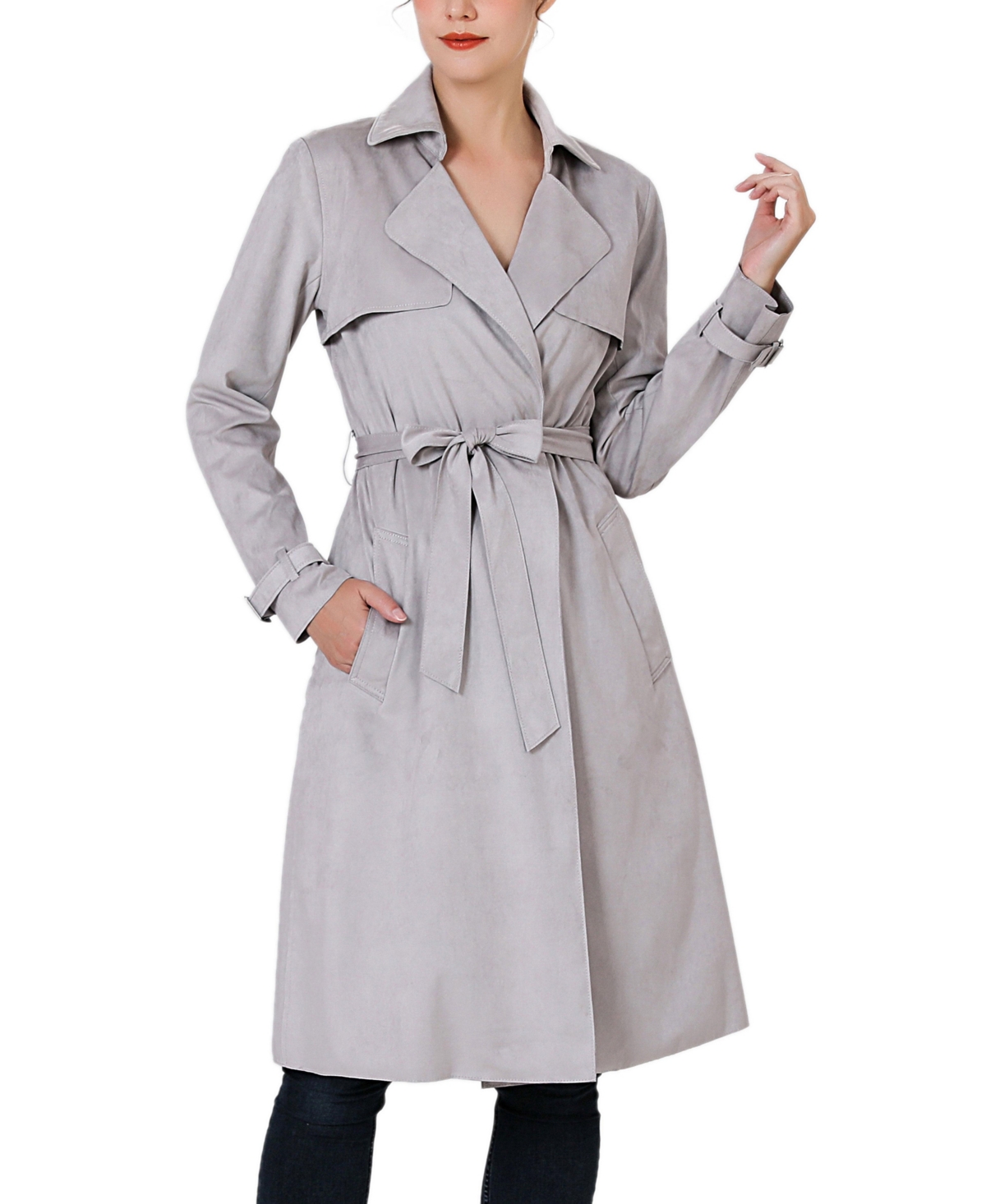 Click here for kimi + kai Womens kimi + kai Long Faux Suede Trenc... prices