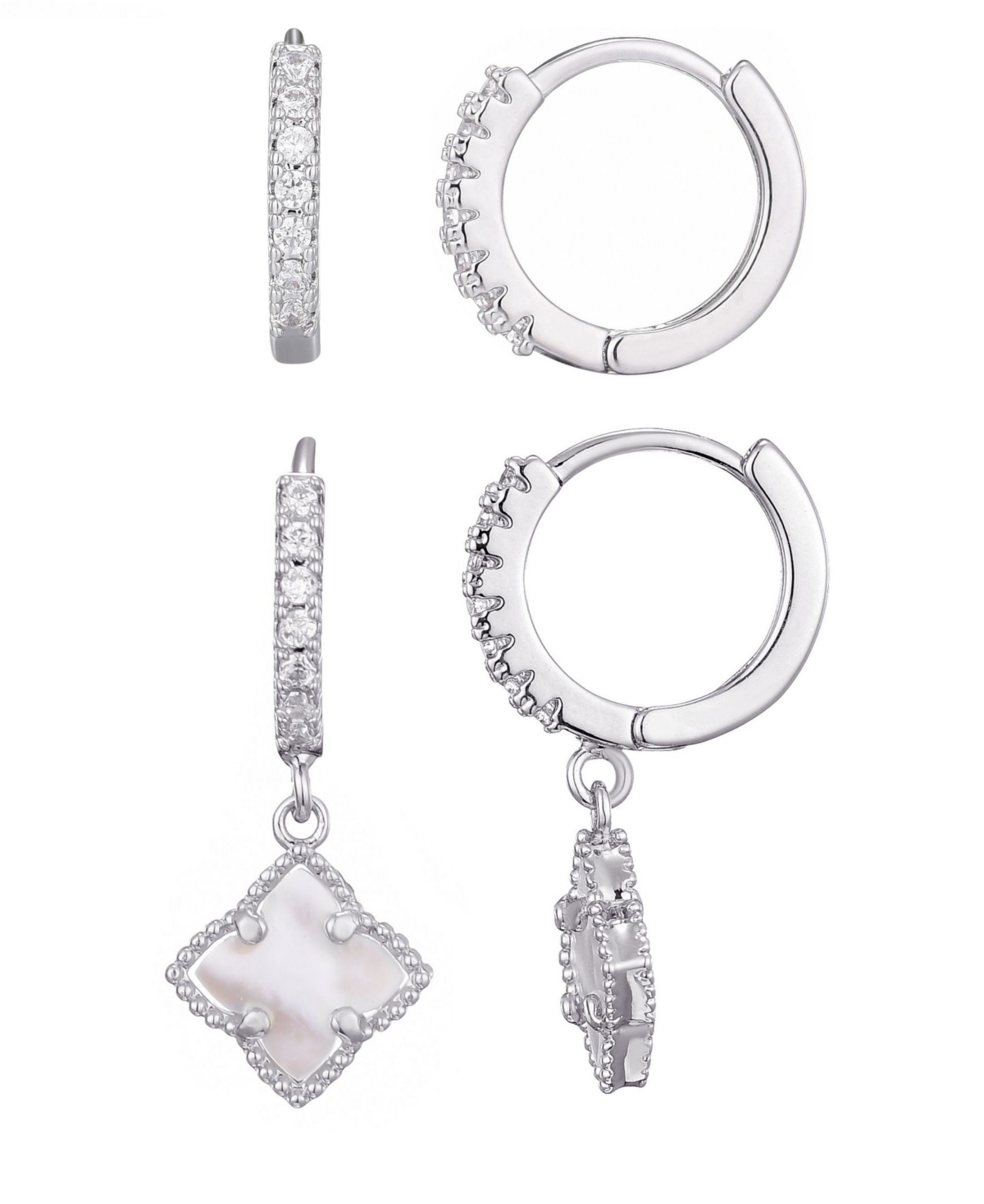 Click here for Adornia Gold Cz Halo Clover Huggie Earrings Set -... prices