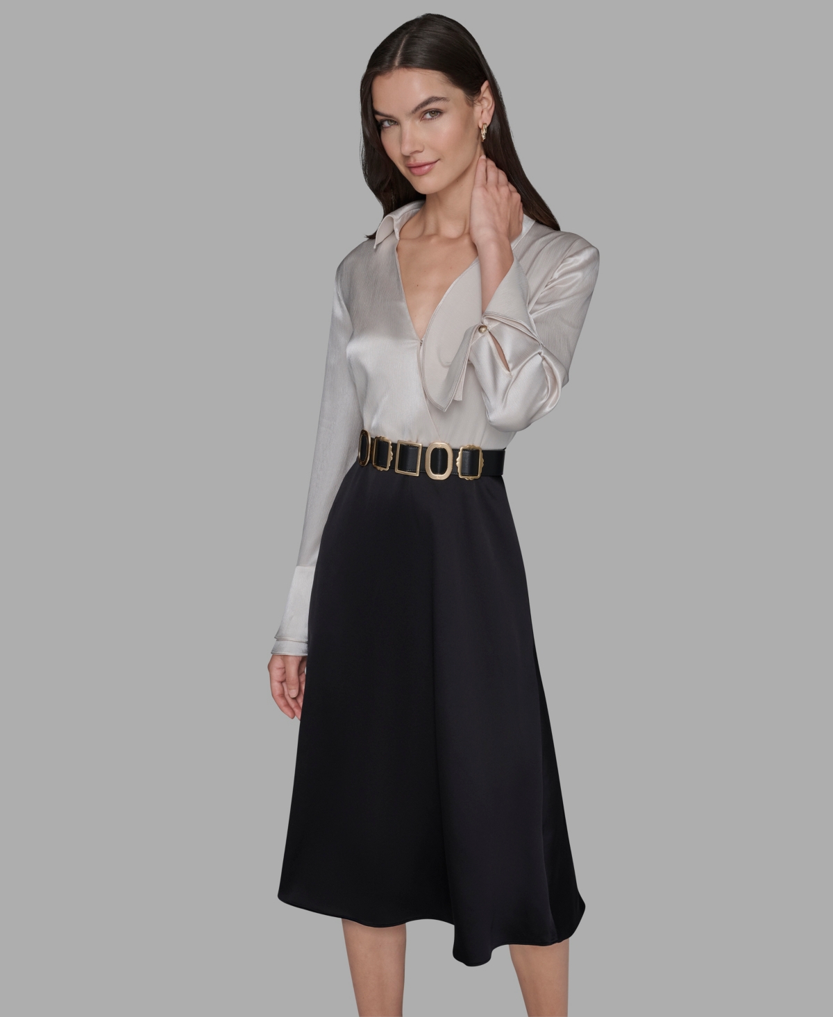 Click here for Karl Lagerfeld Paris Womens Two Tone Collared Shir... prices