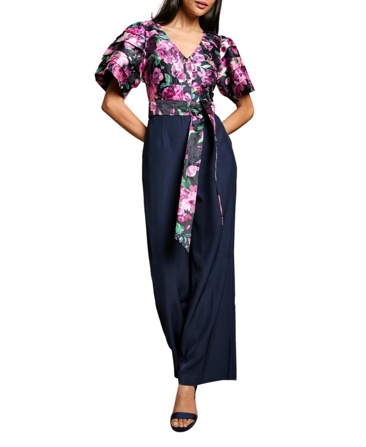 Click here for Coast Womens Printed Tiered Sleeve Organza Jumpsui... prices