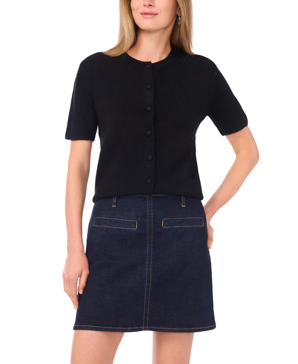 Click here for Vince Camuto Womens Covered Button Crewneck Cardig... prices