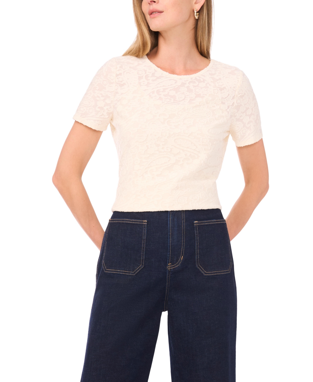 Click here for Vince Camuto Womens Crewneck Short Sleeve Top - Bi... prices