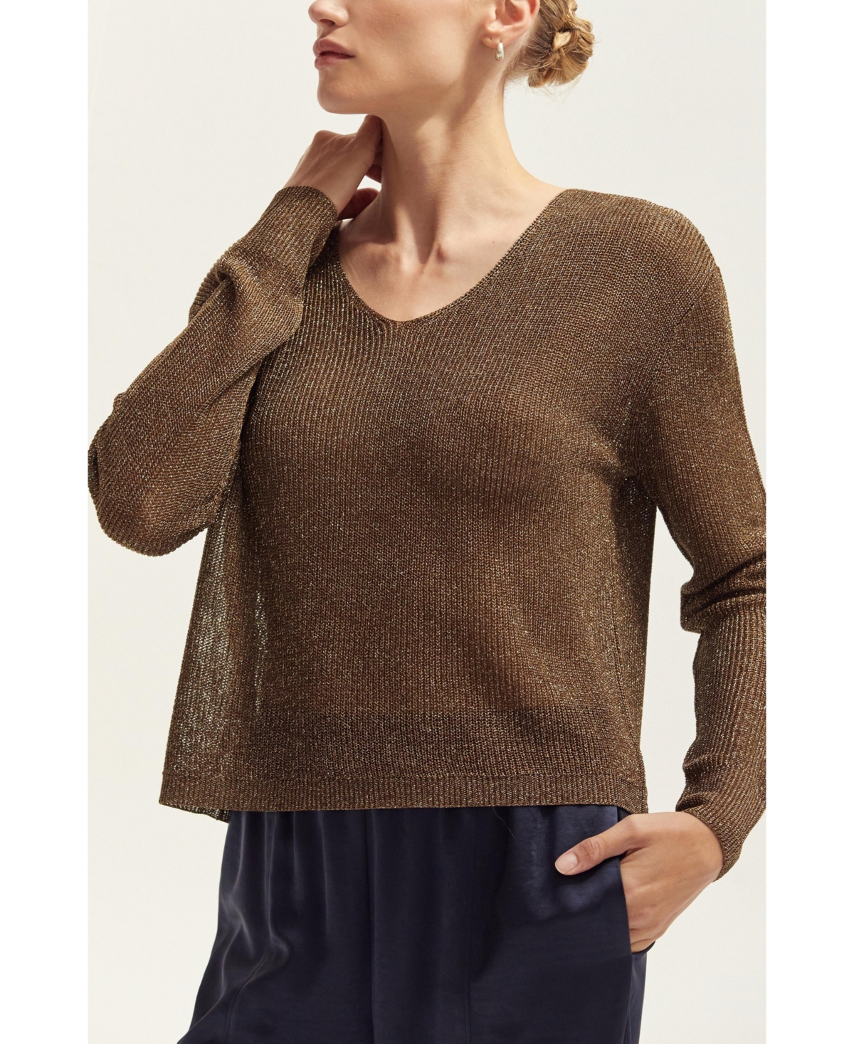 Click here for Crescent Womens Womens Jocelene Lurex Sweater Top... prices