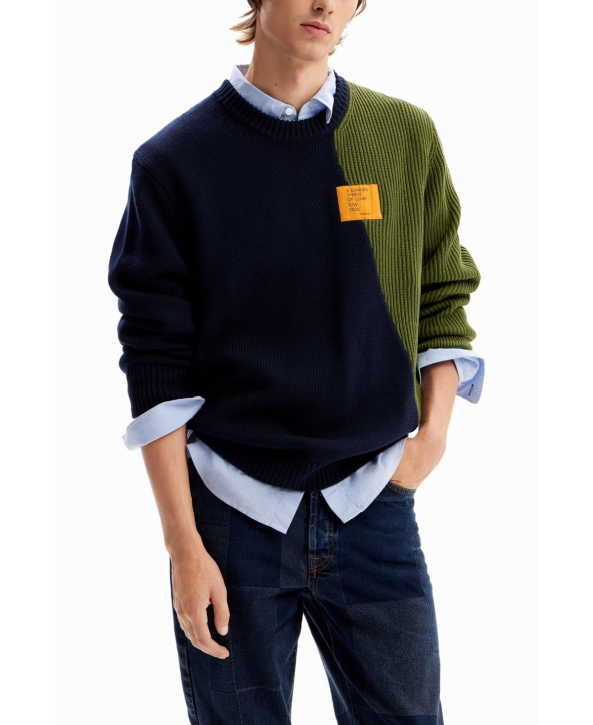 Click here for Desigual Mens Two-tone combination jumper - Navy b... prices