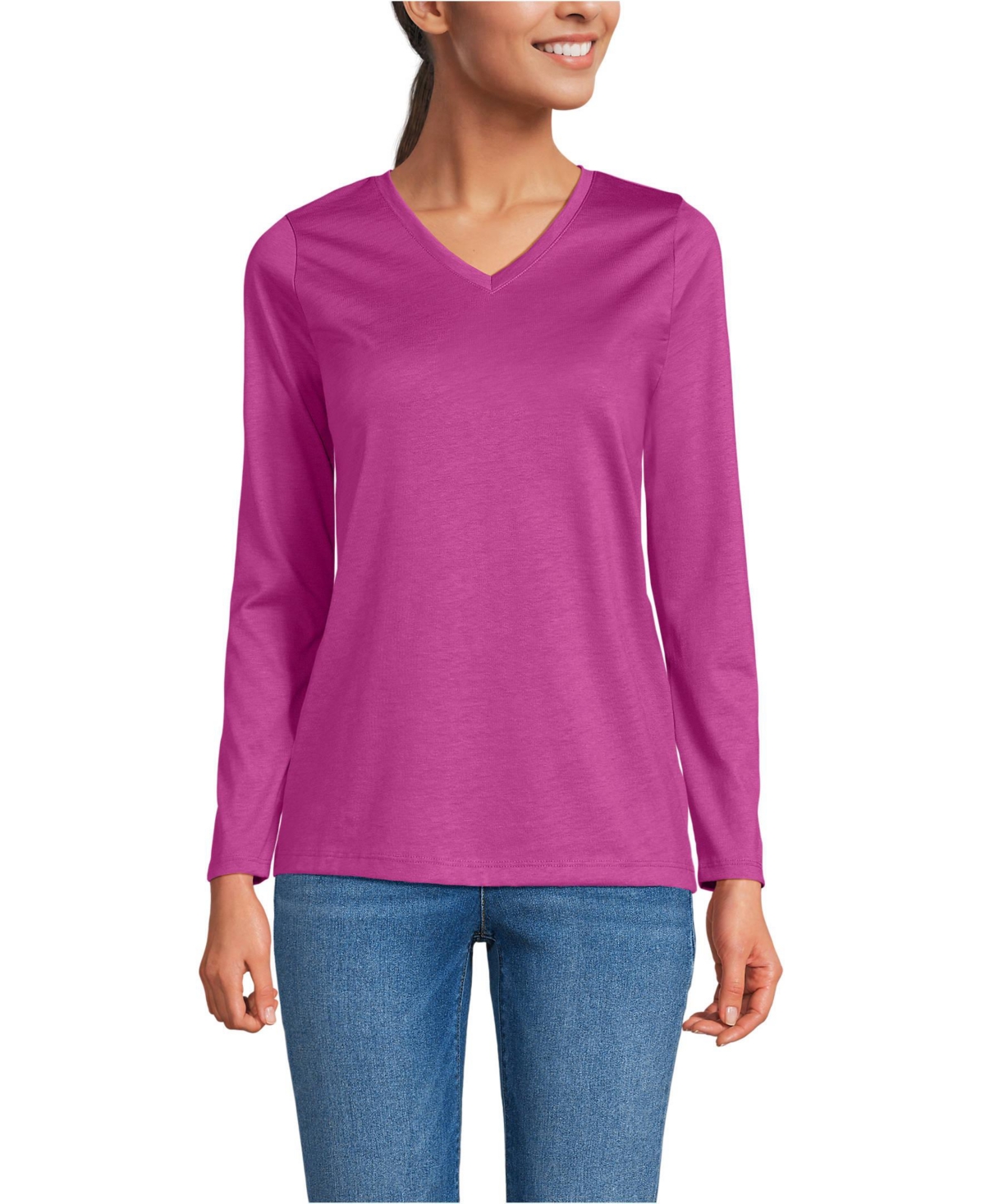 Click here for Lands End Womens Supima Cotton Long Sleeve V-Neck... prices