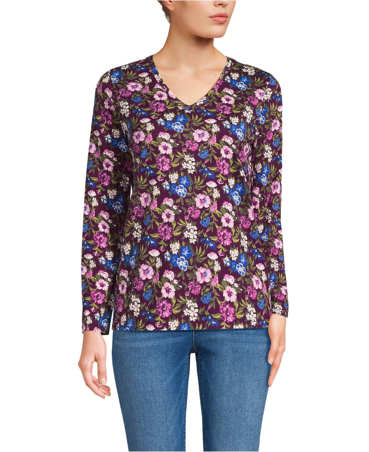 Click here for Lands End Womens Supima Cotton Long Sleeve V-Neck... prices
