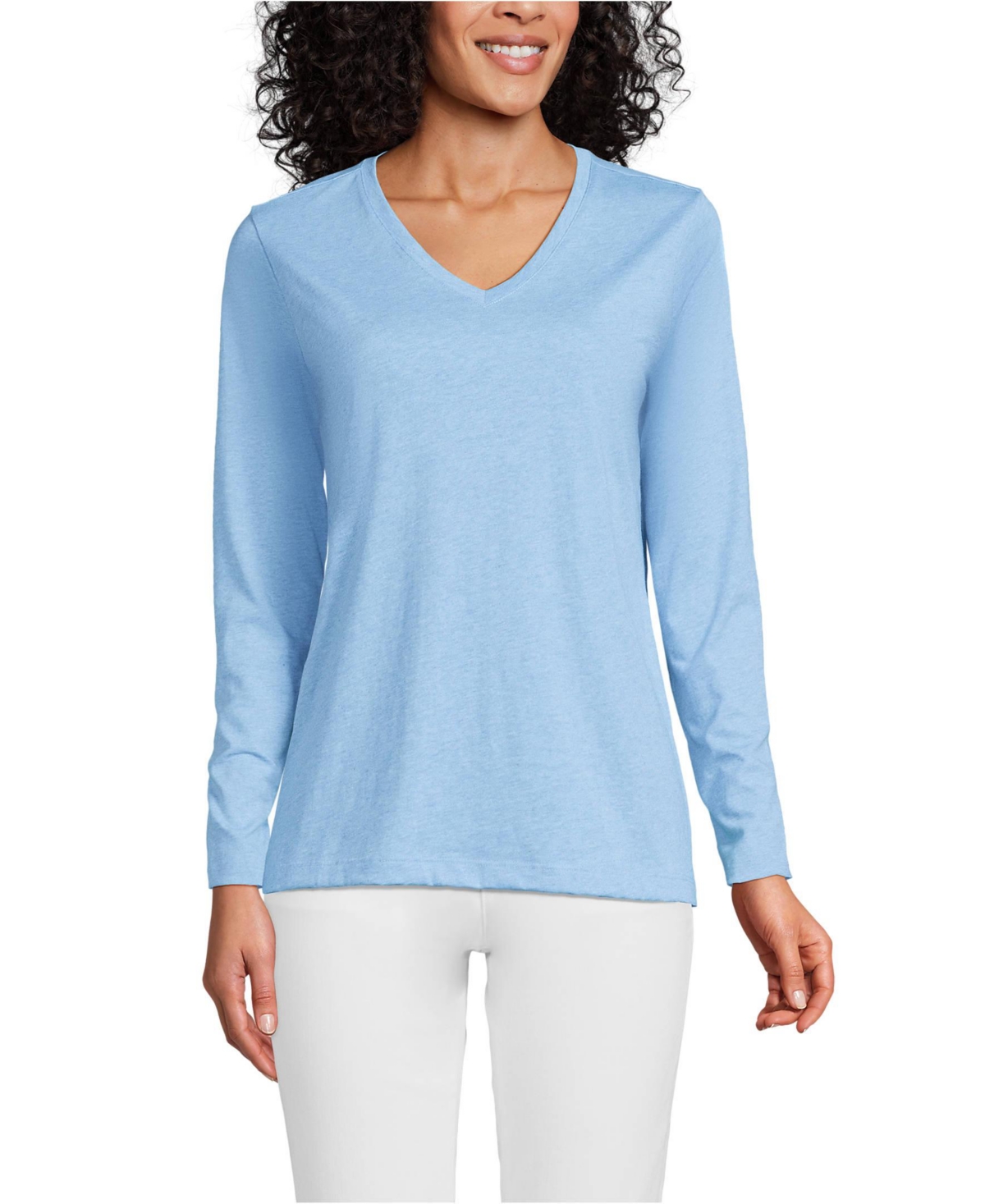 Click here for Lands End Womens Supima Cotton Long Sleeve V-Neck... prices