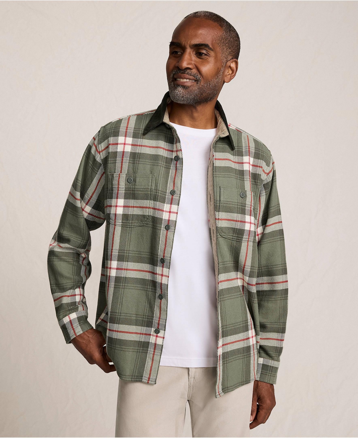 Click here for Lands End Mens Authentic Flannel Shirt with Cordur... prices