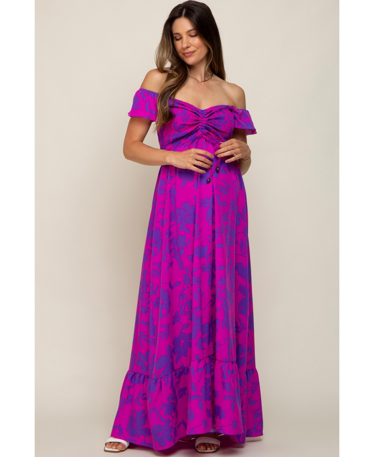 Click here for Pinkblush Magenta Floral Smocked Cinched Top Mater... prices