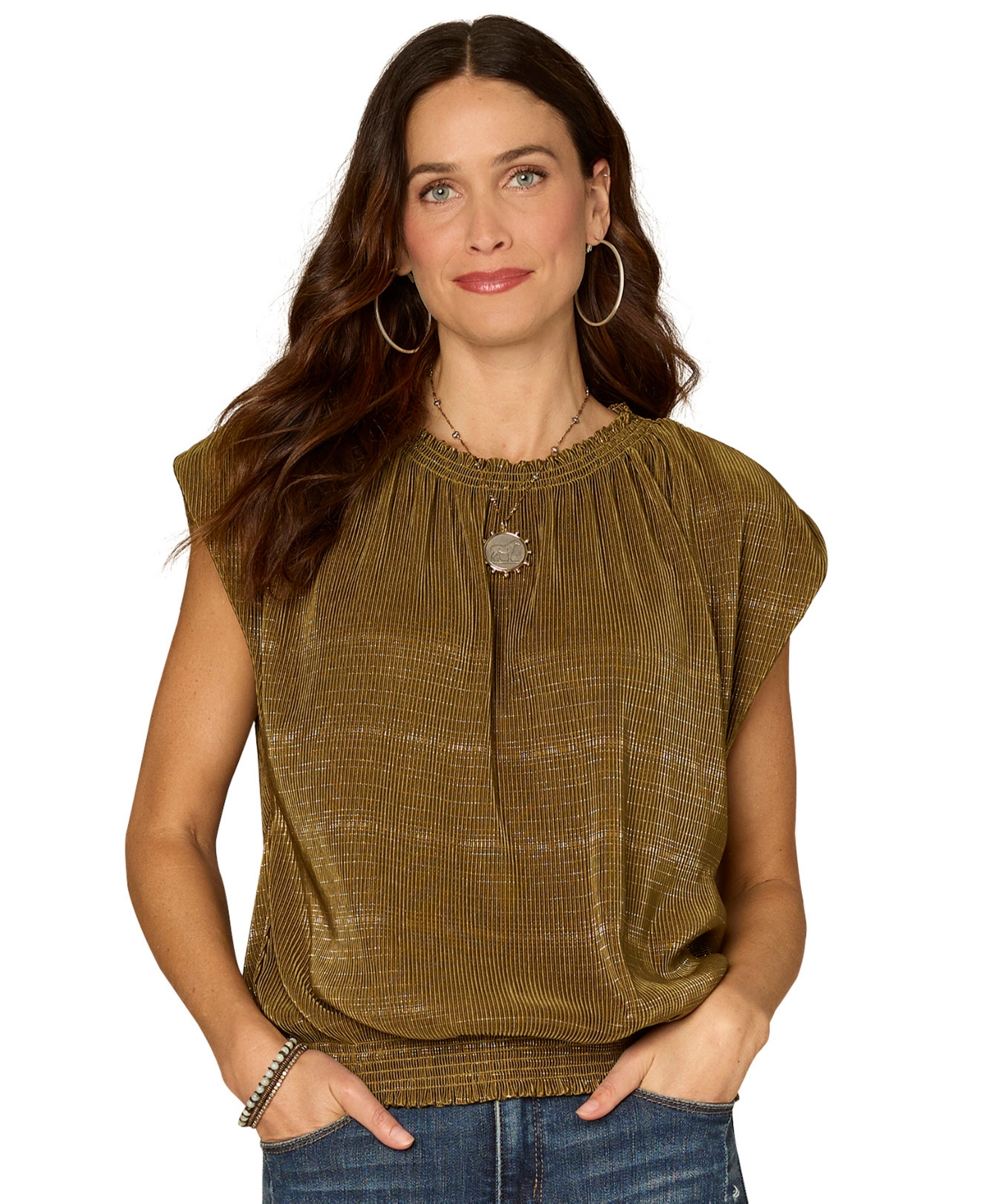 Click here for Democracy Petite Extended Cap Sleeve Crewneck Top... prices