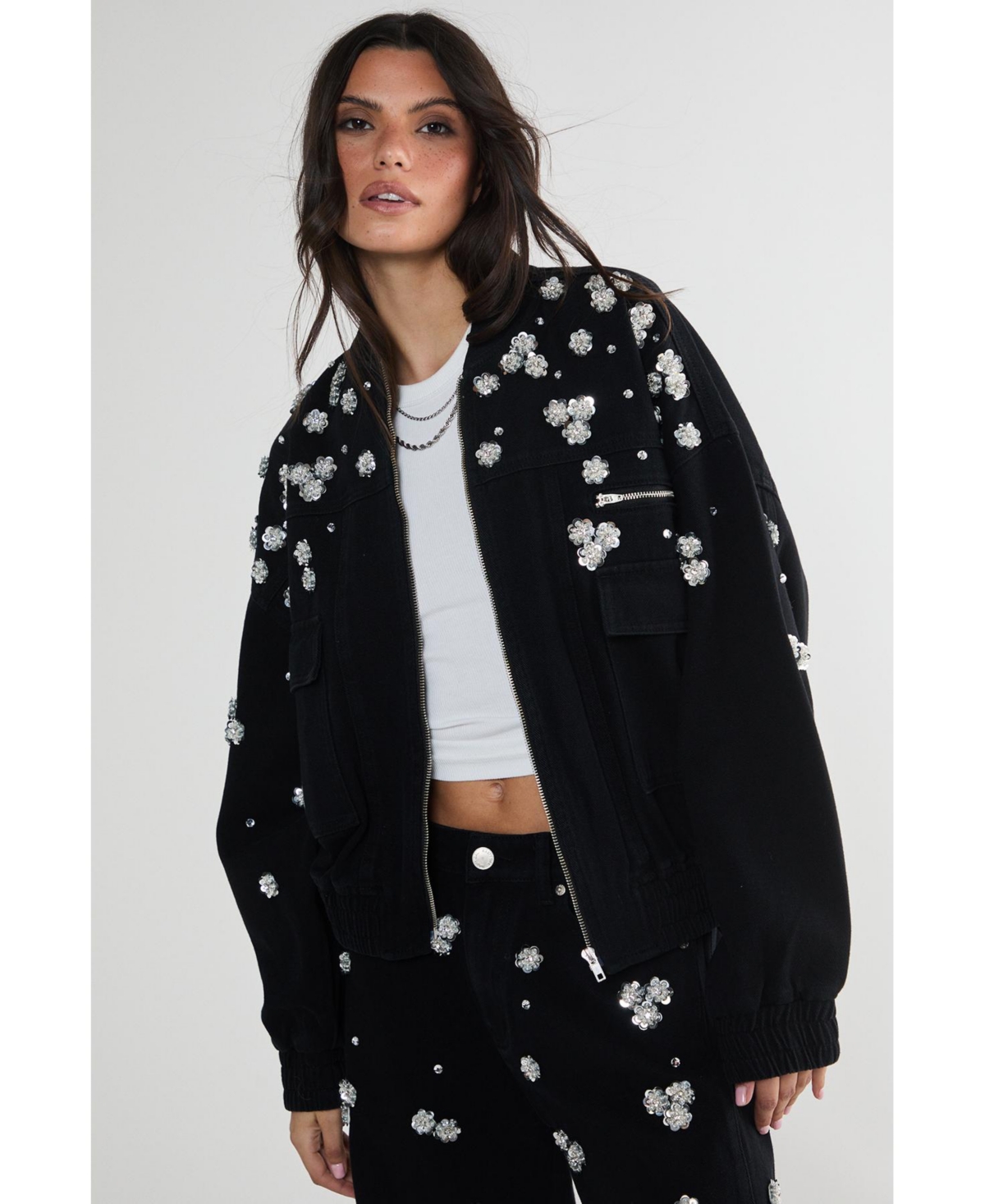 Click here for Nasty Gal Embellished Flower Applique Jacket - Was... prices
