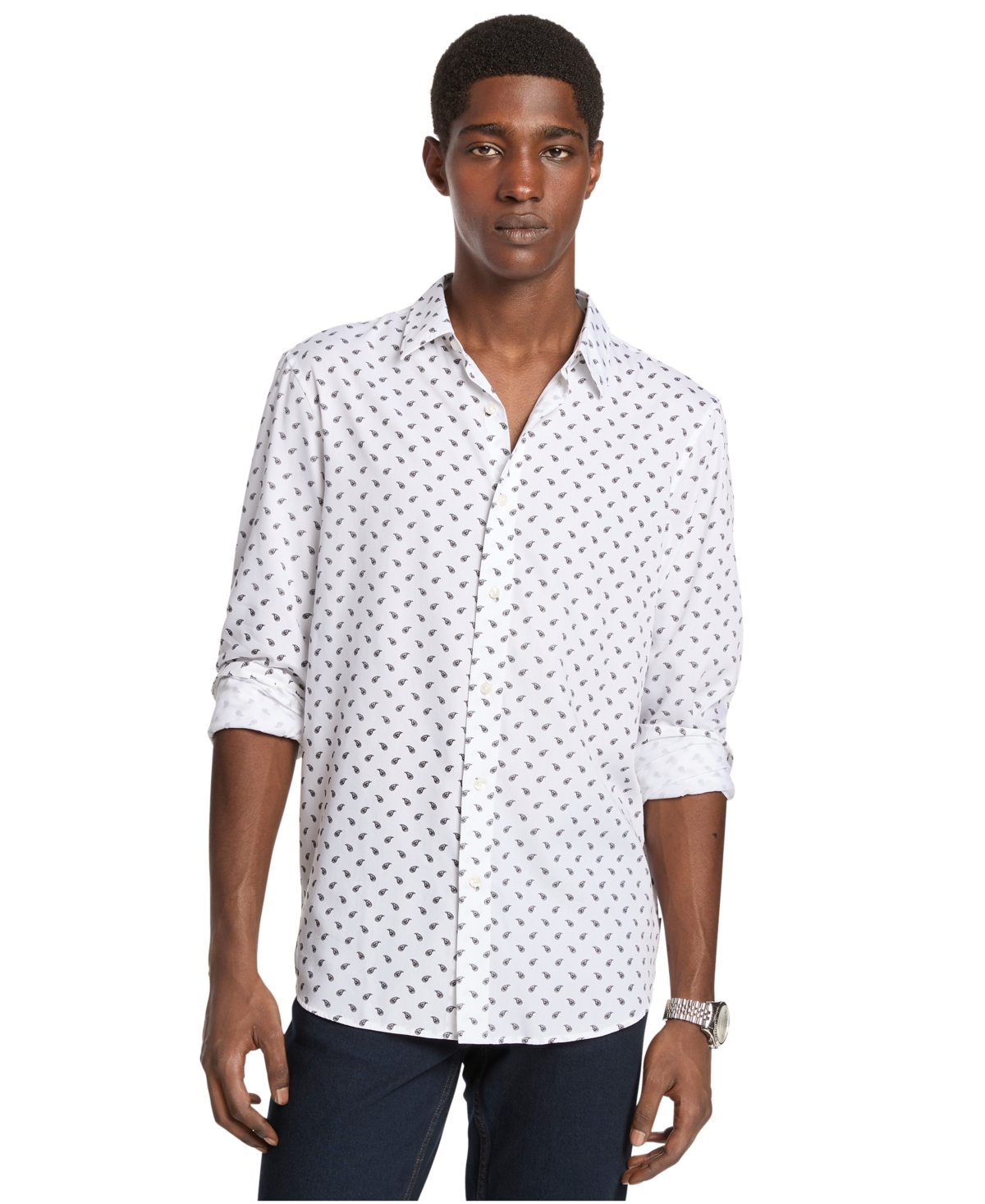 Click here for Michael Kors Mens Classic-Fit Paisley Shirt - Whit... prices