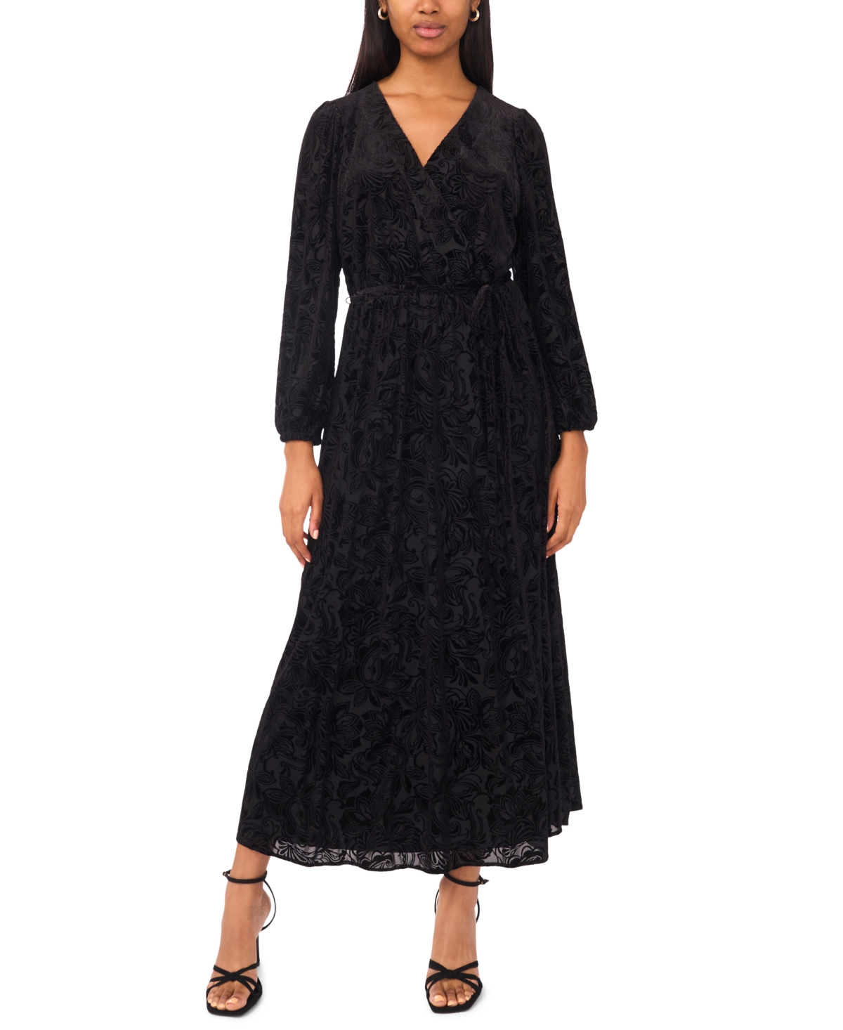 Click here for Msk Womens Long Sleeve V-Neck Velvet Maxi Dress -... prices
