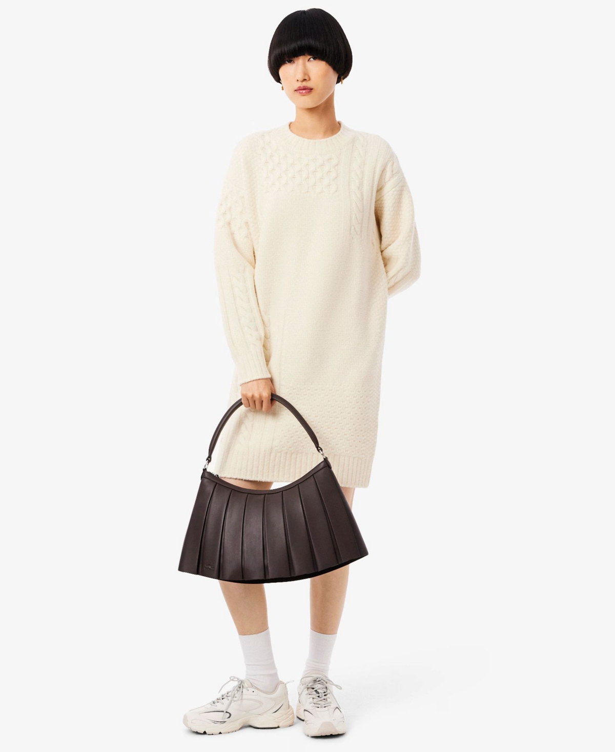 Click here for Lacoste Usa Womens Oversized Knit Sweater - Natura... prices