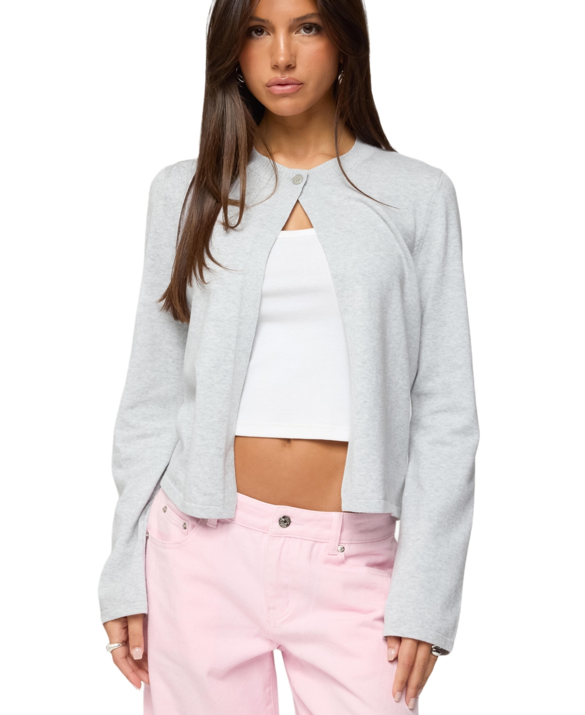 Click here for Edikted Womens Jenie Split Front Knit Cardigan - G... prices
