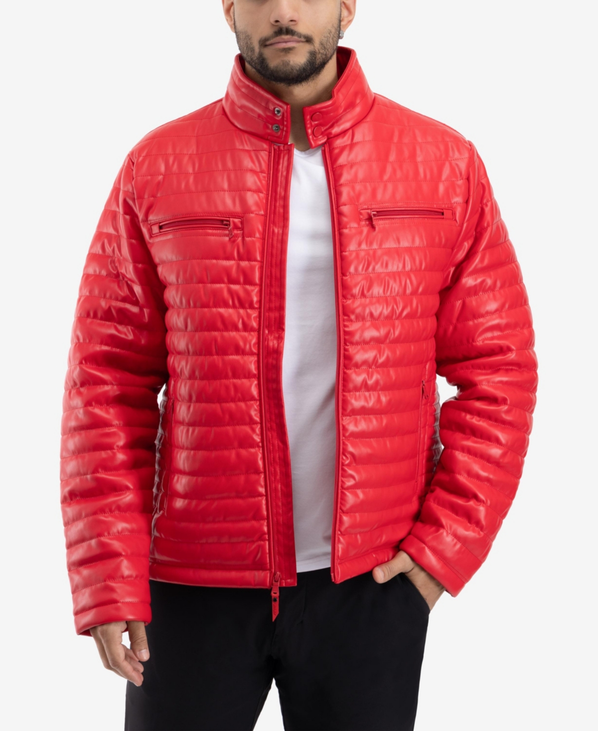 Click here for Xray Mens Pu Quilted Jacket With Faux Shearling Li... prices