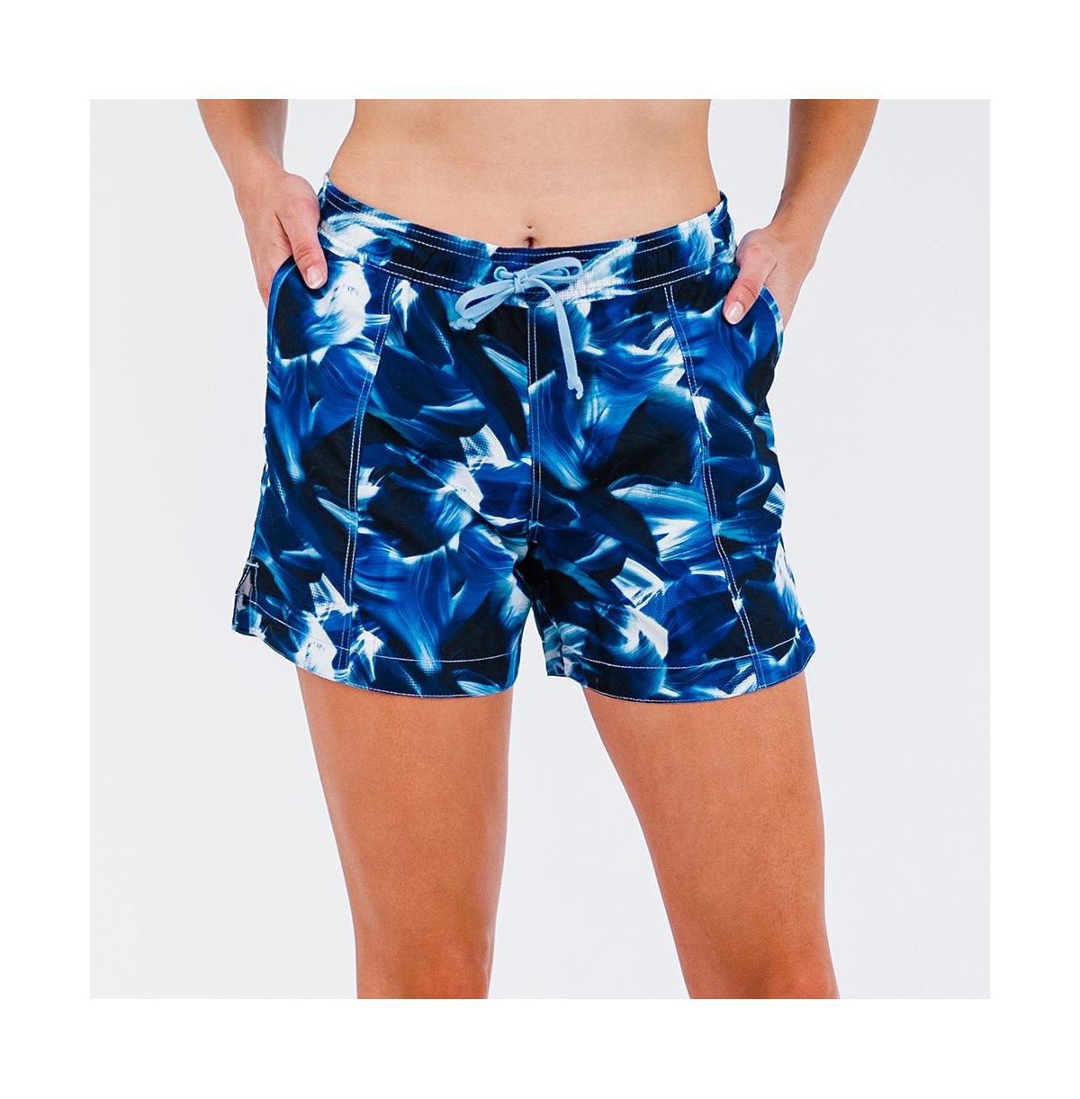 Click here for Calypsa Plus Size Mid-Thigh Board Shors - Navy wav... prices