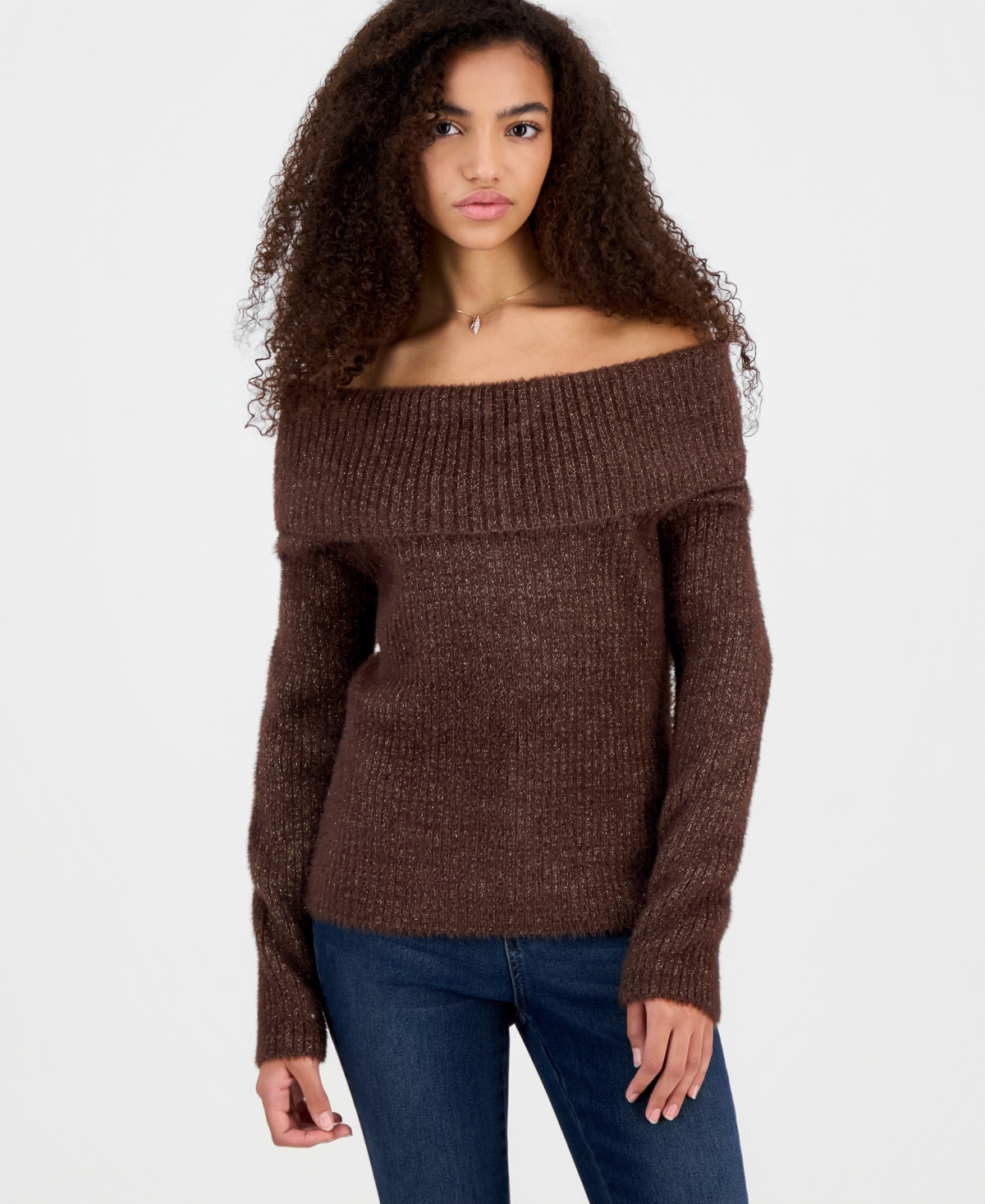 Click here for Hippie Rose Juniors Marilyn Off-the-Shoulder Lurex... prices