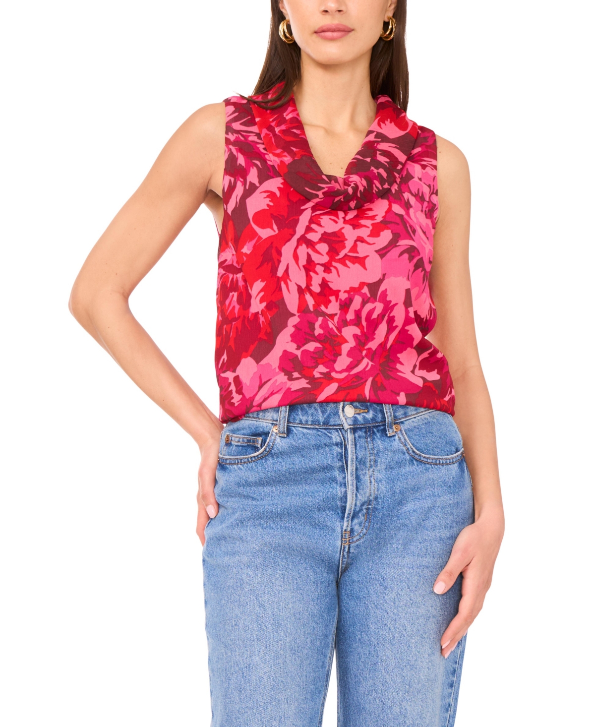 Click here for Vince Camuto Womens Floral Print Sleeveless Top -... prices