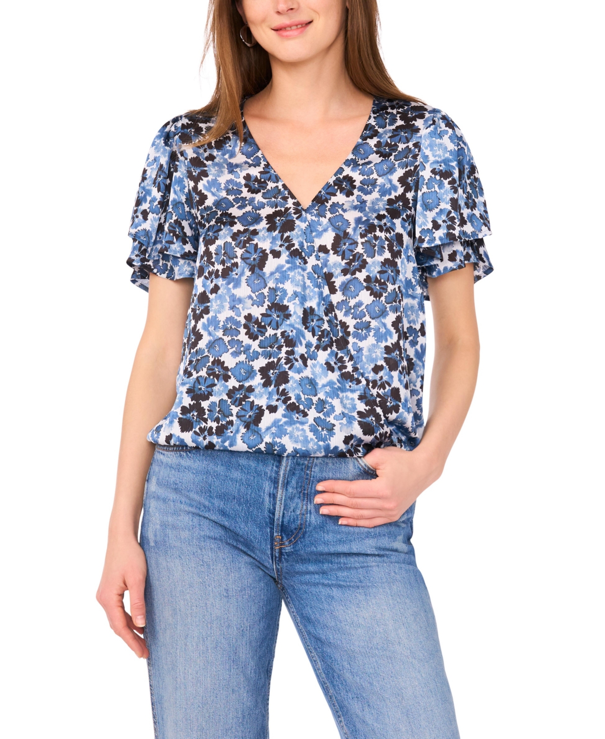 Click here for Vince Camuto Womens Short Sleeve Top - French Blue prices