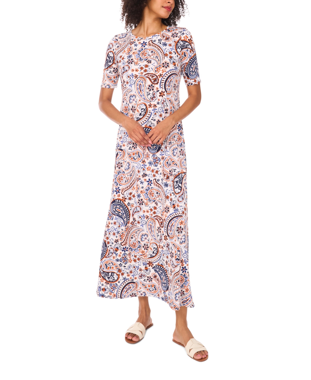 Click here for Vince Camuto Womens Crew Neck Maxi Dress - Vanilla prices