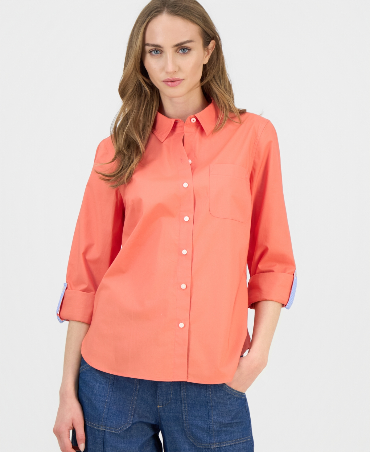 Click here for Nautica Jeans Womens Roll-Tab Button-Front Shirt -... prices