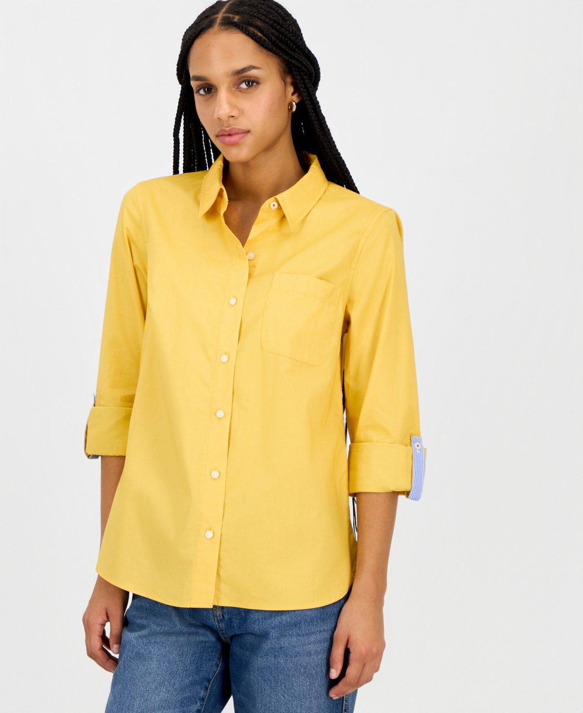 Click here for Nautica Jeans Womens Roll-Tab Button-Front Shirt -... prices