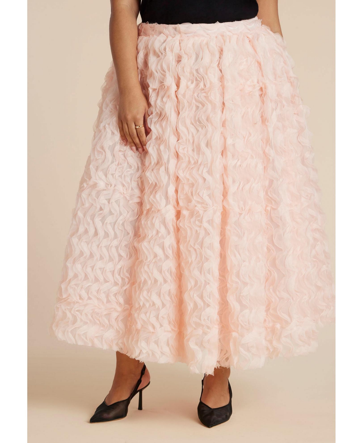 Click here for Eloquii Womens Textured Ruffle Maxi Full Skirt - A... prices