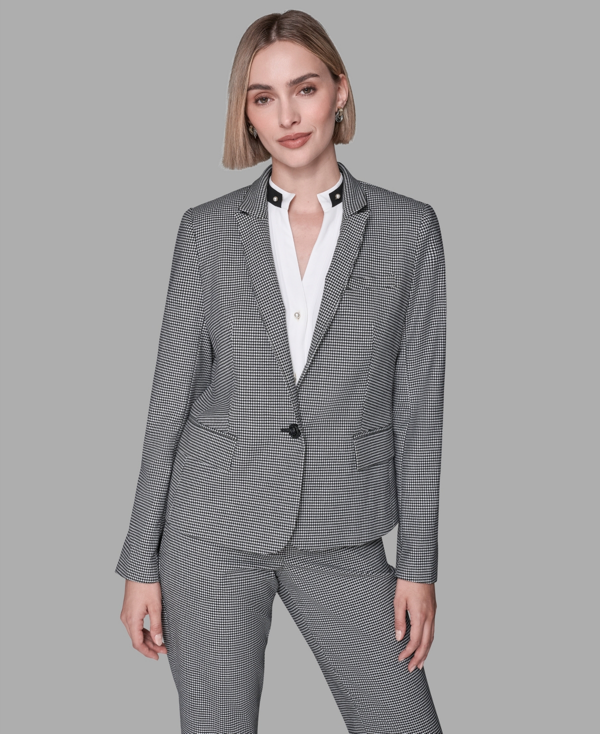 Click here for Karl Lagerfeld Paris Womens Long-Sleeve Checkered... prices