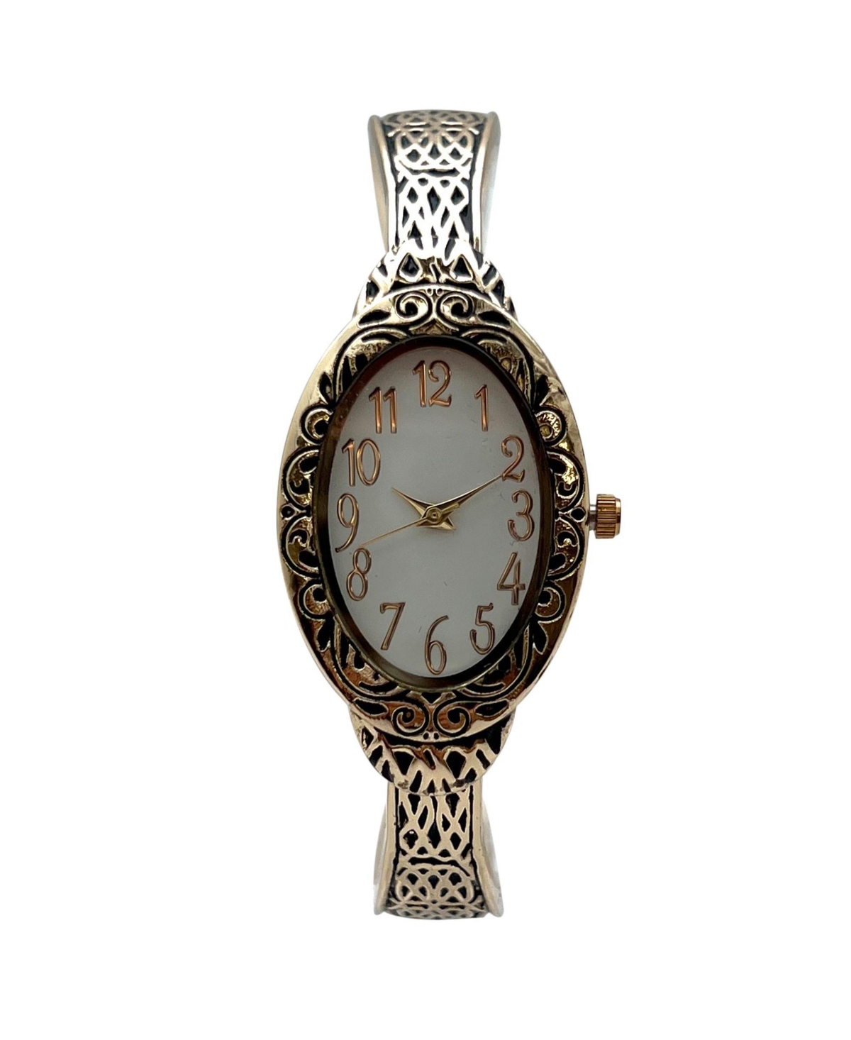 Click here for Olivia Pratt Gold Oval Face Elegant Textured Bangl... prices