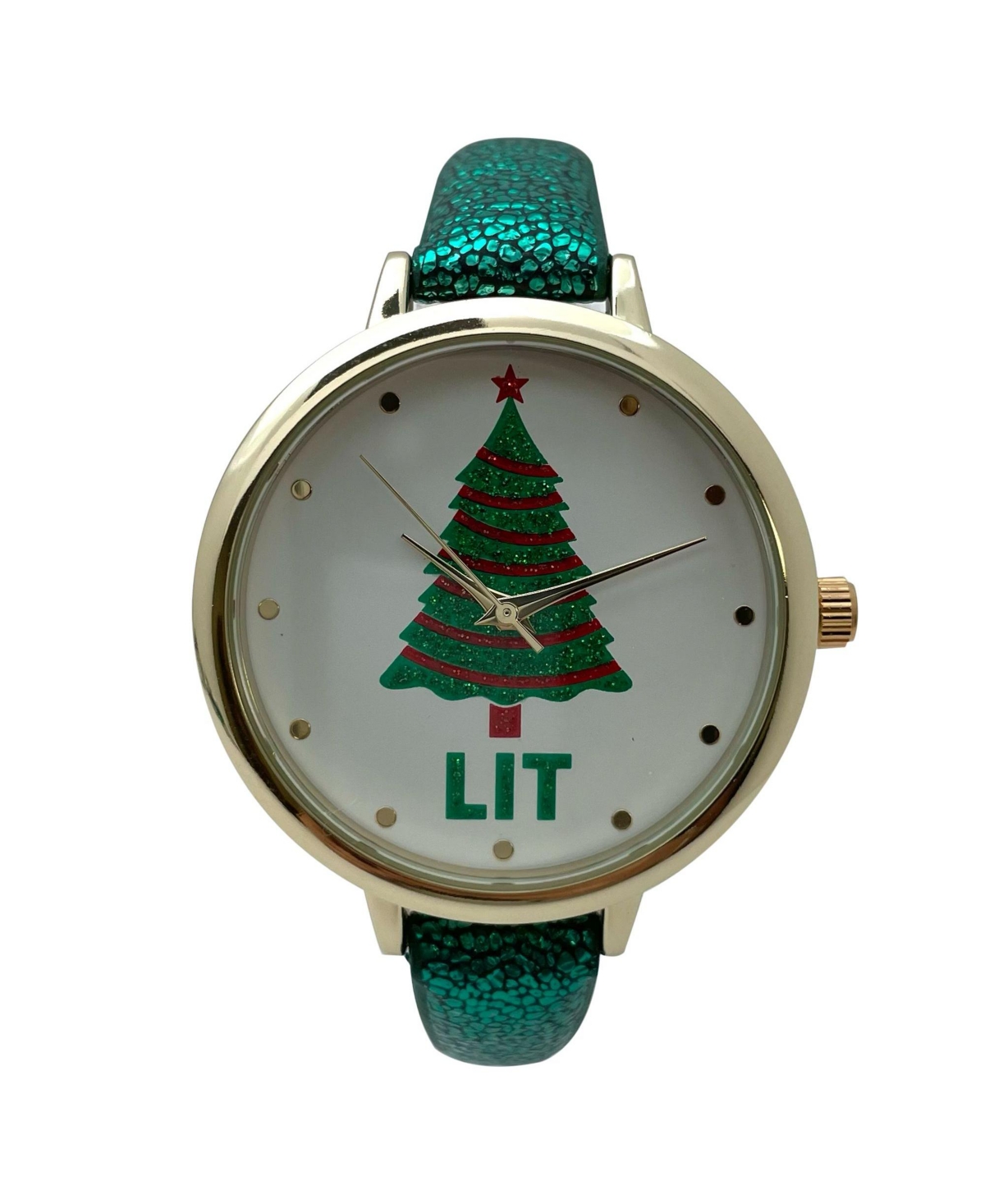 Click here for Olivia Pratt Shiny Green Faux Leather Christmas Th... prices
