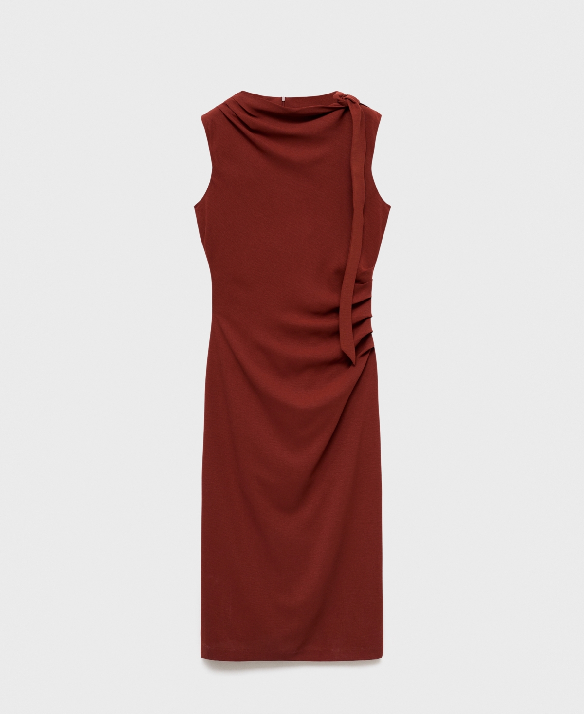 Click here for Mango Womens Knot Detail Ruched Dress - Burnt Oran... prices