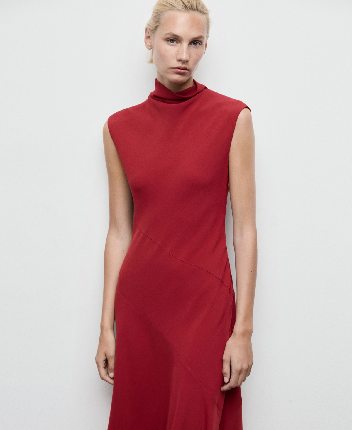 Click here for Mango Womens Sleeveless High-Neck Dress - Red prices