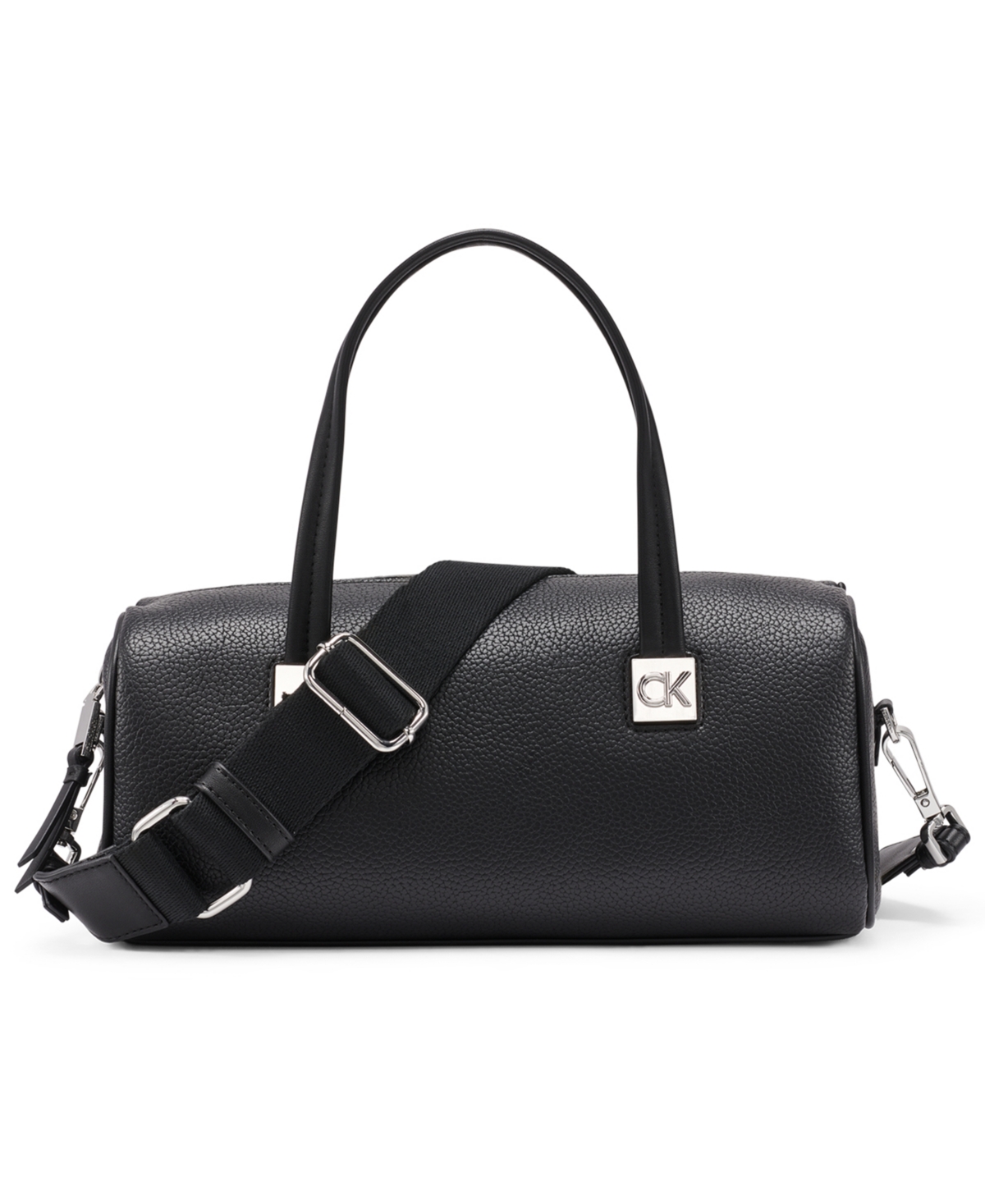 Click here for Calvin Klein Rue Small Satchel Bag - Black/silver prices