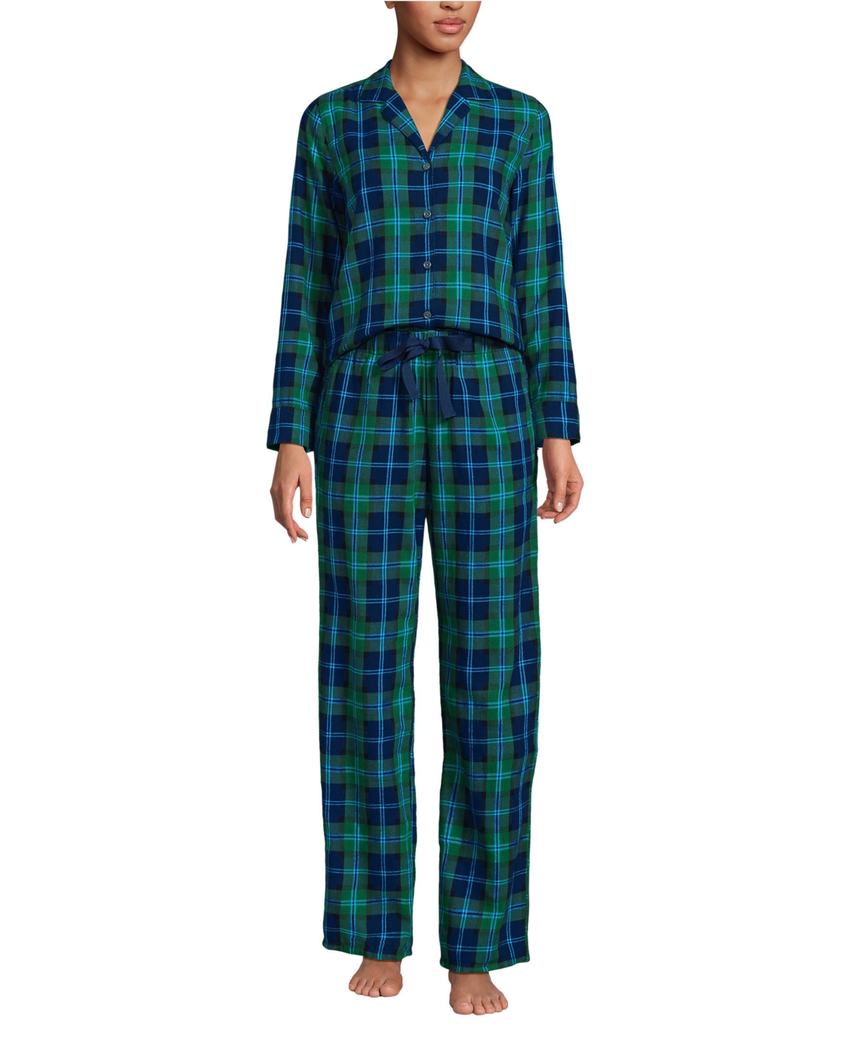 Click here for Lands End Womens Flannel 2 Piece Pajama Set - Long... prices