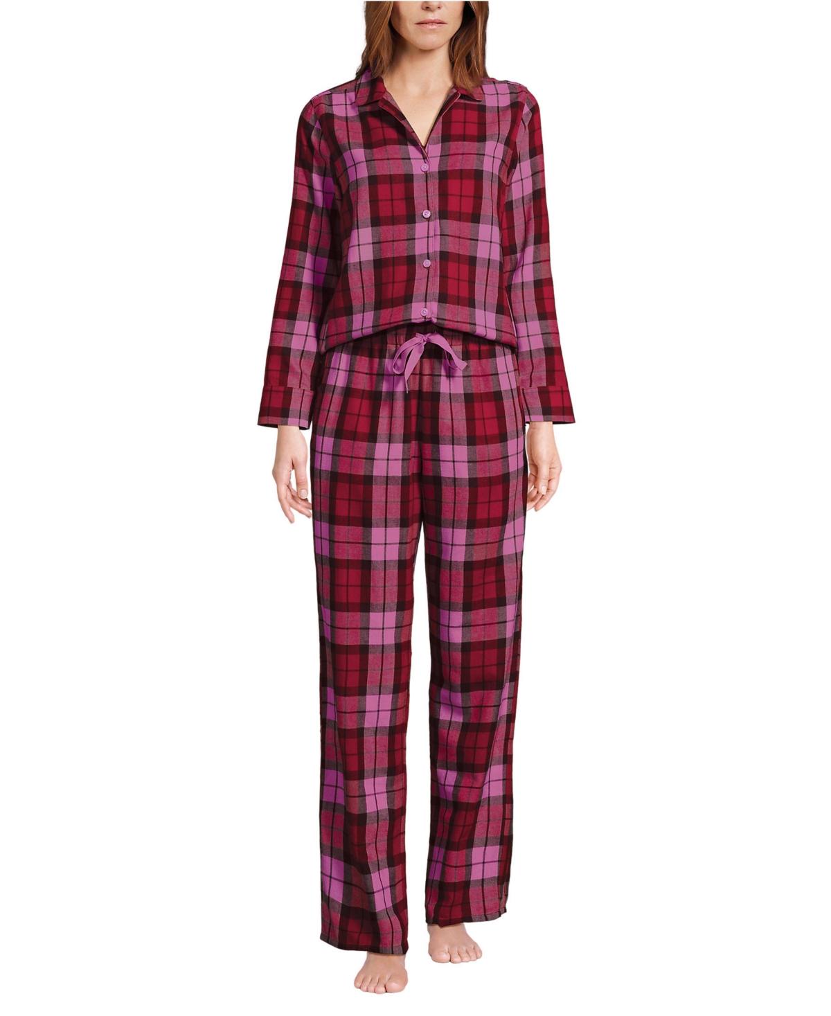 Click here for Lands End Womens Flannel 2 Piece Pajama Set - Long... prices