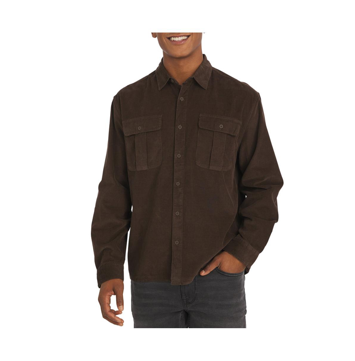 Click here for Dkny Mens Philip Cotton Corduroy Shirt - Dark brow... prices