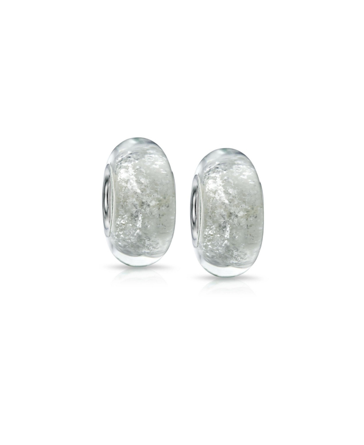 Click here for Bling Jewelry Set of 2 White Murano Glass Charm Be... prices
