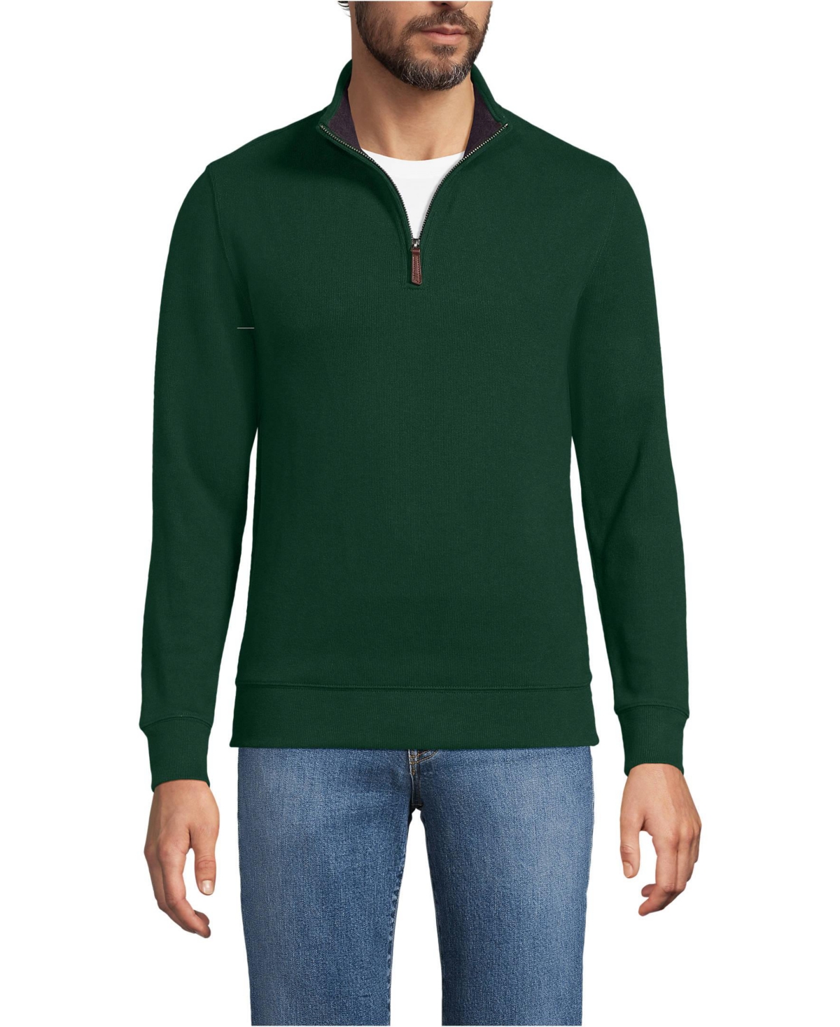 Click here for Lands End Mens Bedford Rib Quarter Zip Sweater - P... prices