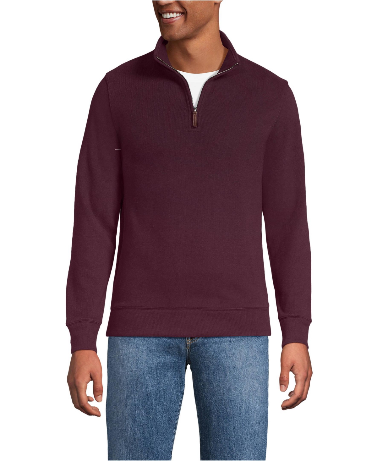Click here for Lands End Mens Bedford Rib Quarter Zip Sweater - L... prices