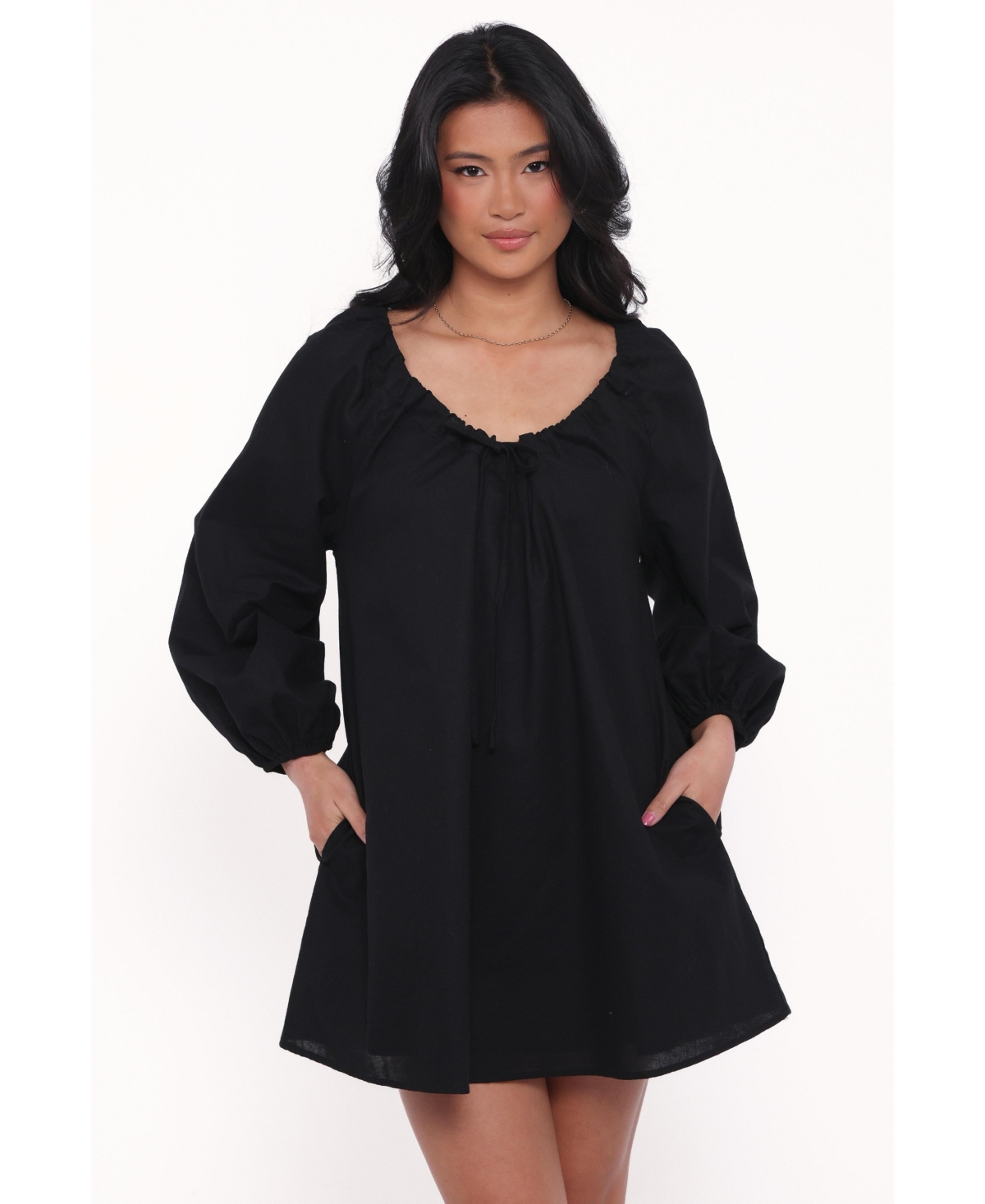 Click here for Petal and Pup Womens Walker Smock Mini Dress - Bla... prices