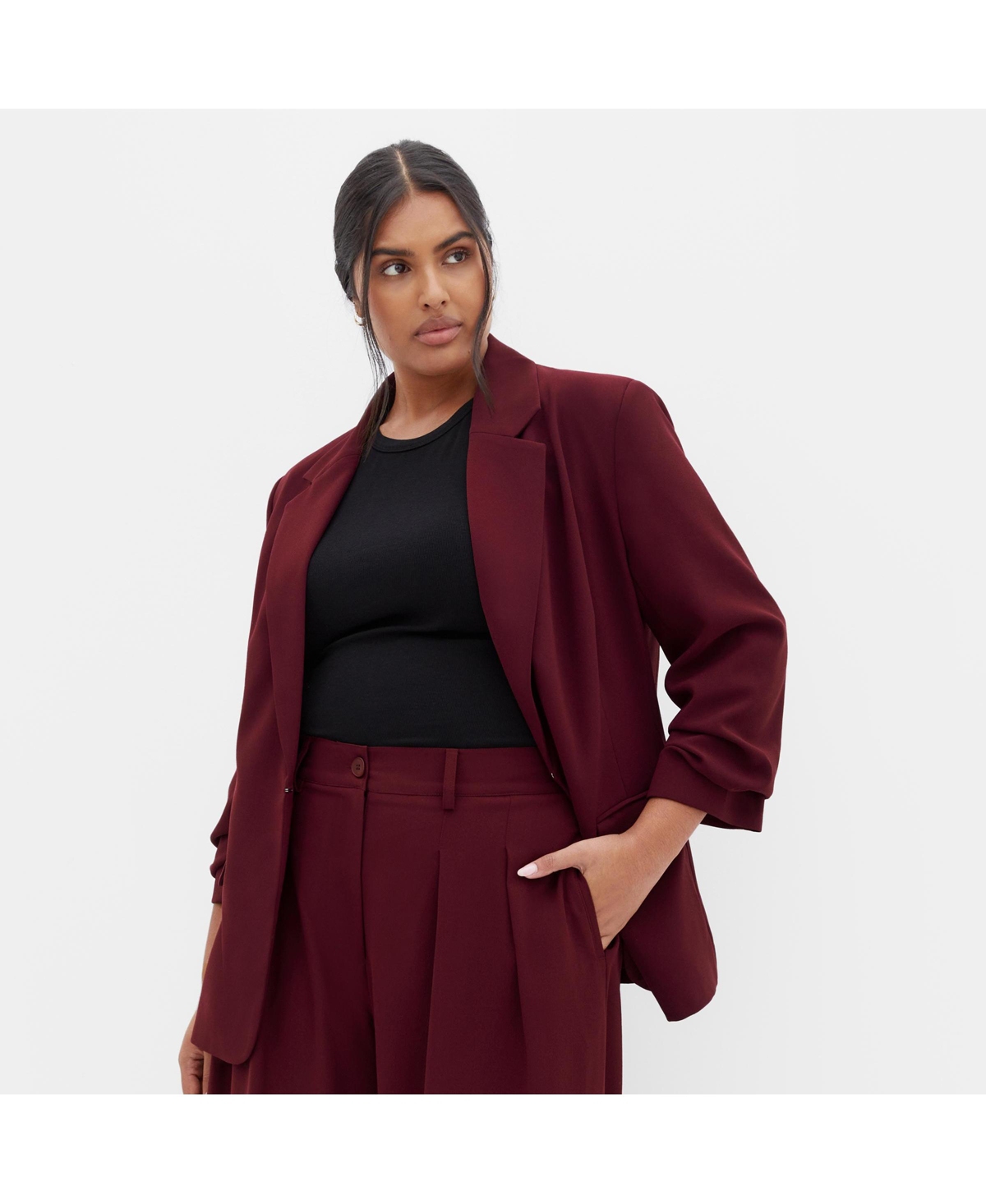 Click here for Plus Size Abbie Blazer - Dark cherry prices