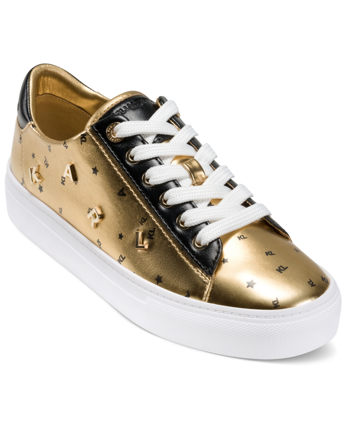 Click here for Karl Lagerfeld Paris Womens Cate Foil Lace Up Snea... prices