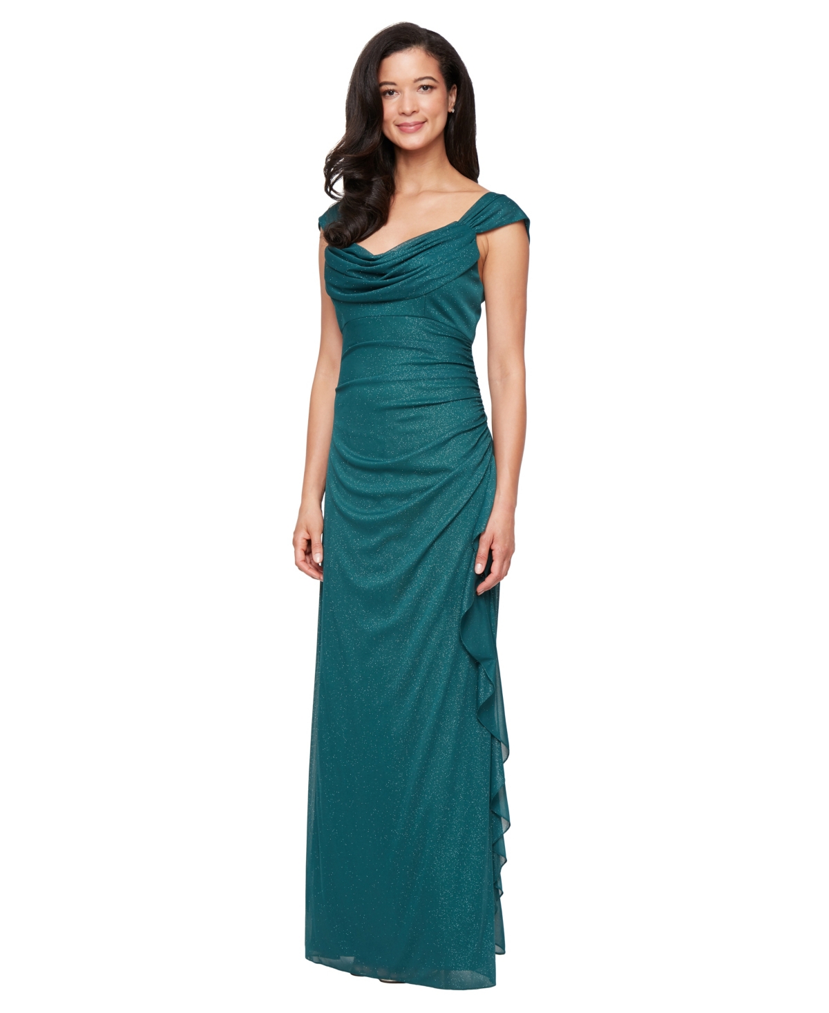 Click here for Alex Evenings Petite Cowl Neck Long Dress - Pine prices