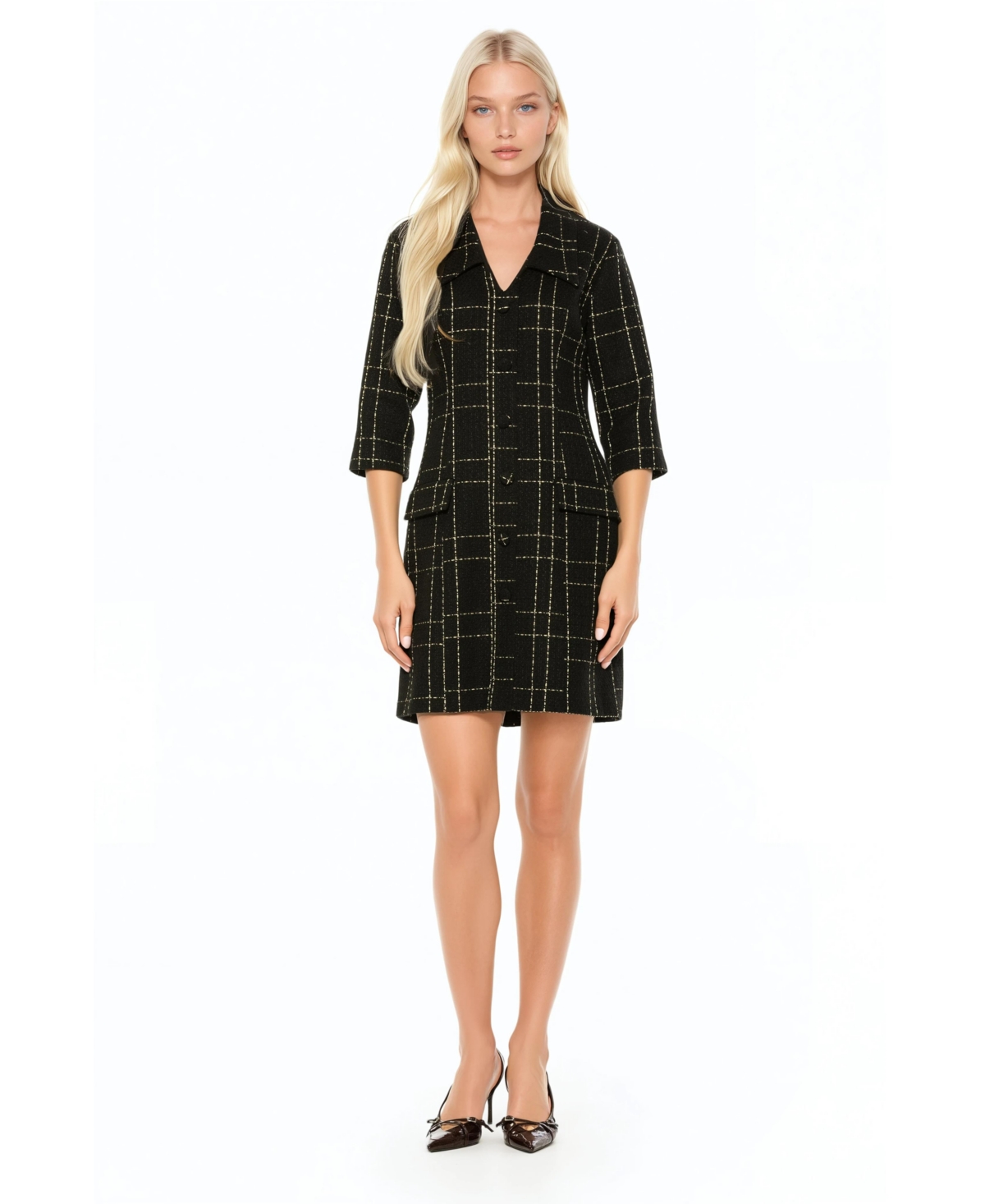 Click here for Alexia Admor Womens Isolde Tweed Dress - Black twe... prices