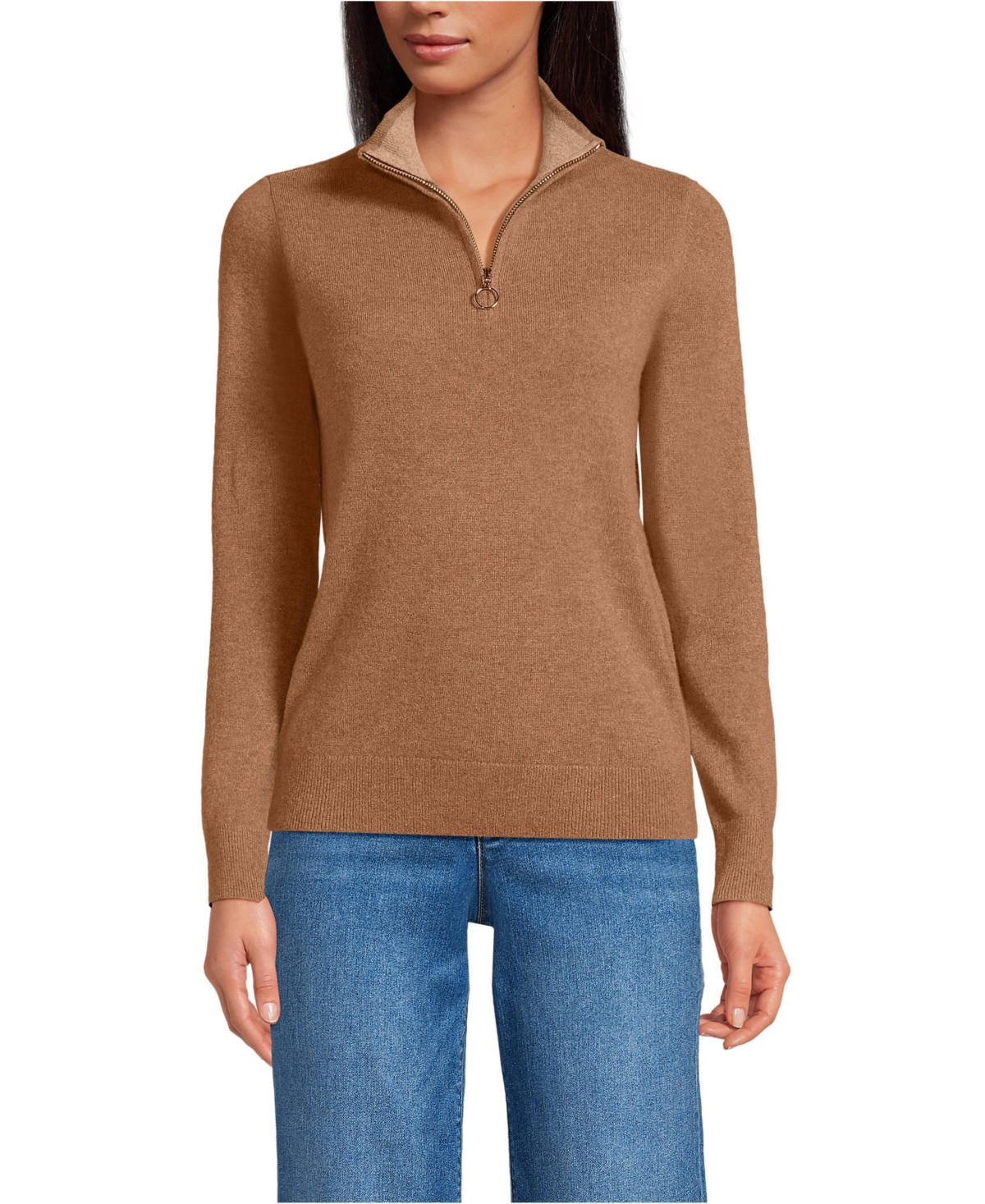 Click here for Lands End Womens Cashmere Quarter Zip Sweater - Fr... prices