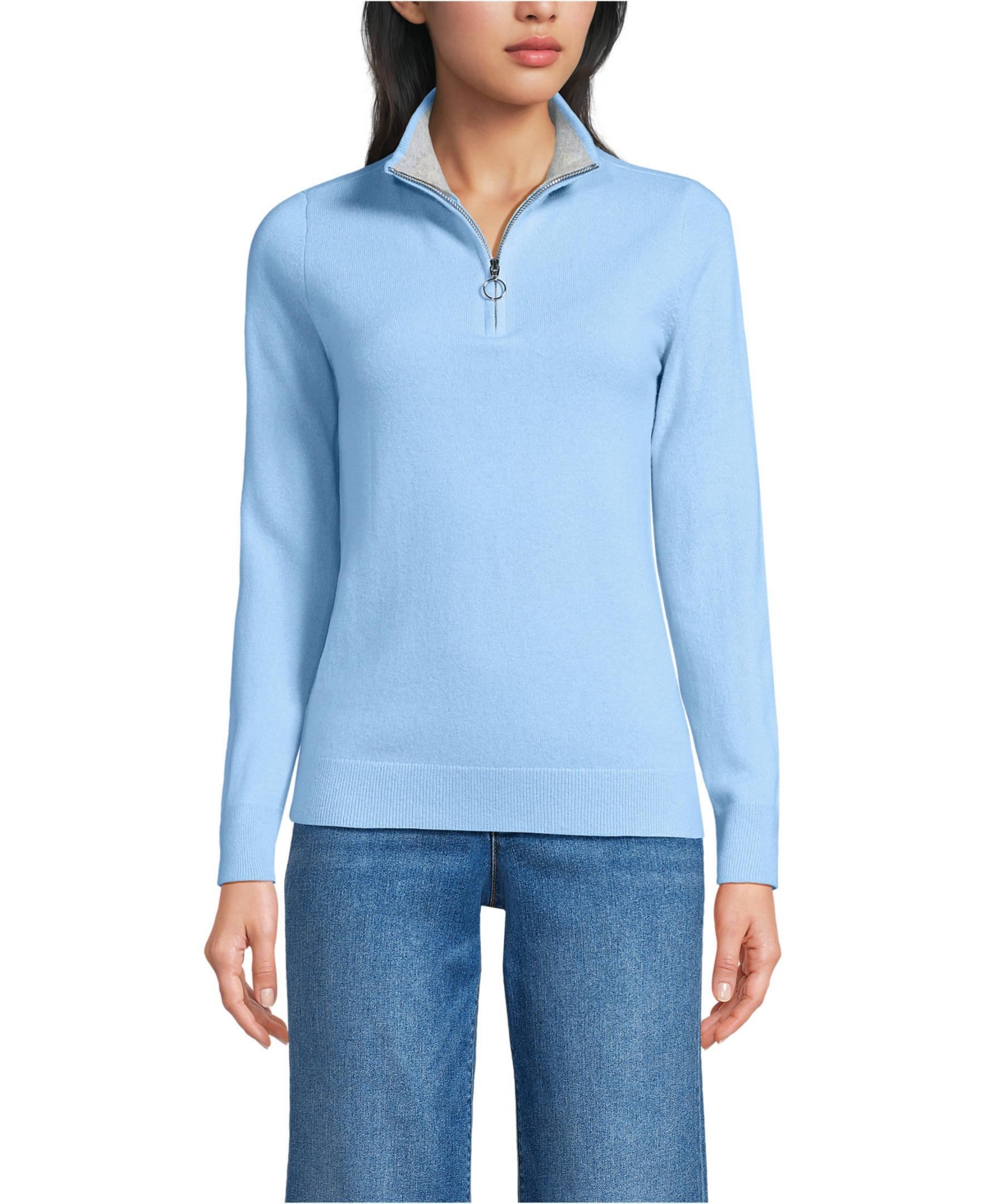 Click here for Lands End Womens Cashmere Quarter Zip Sweater - Fr... prices