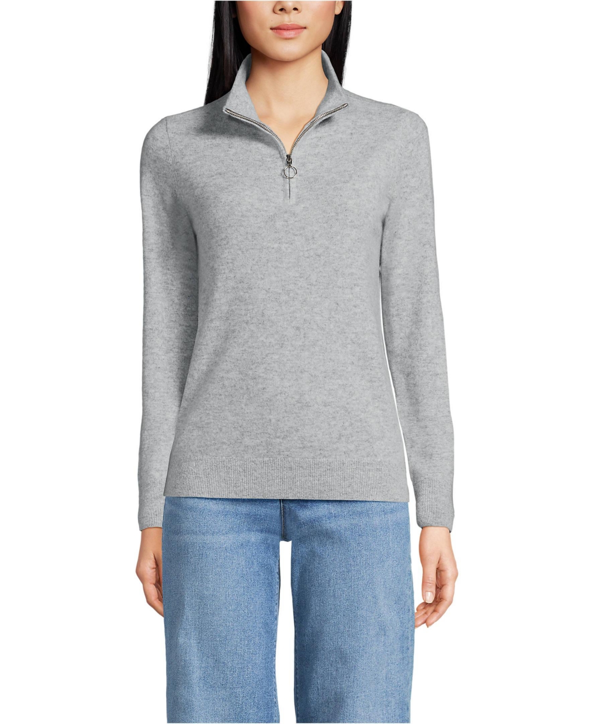Click here for Lands End Womens Cashmere Quarter Zip Sweater - Gr... prices